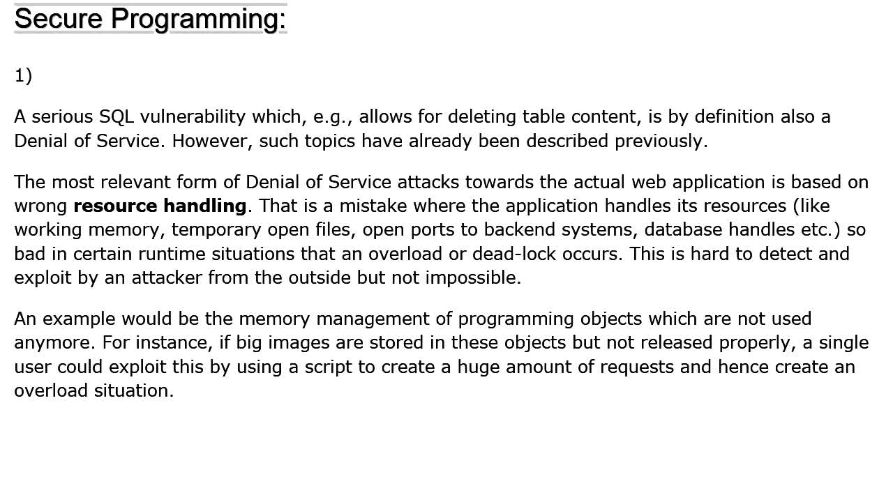 Denial of Service | Secure Programming of Web Applications for ...